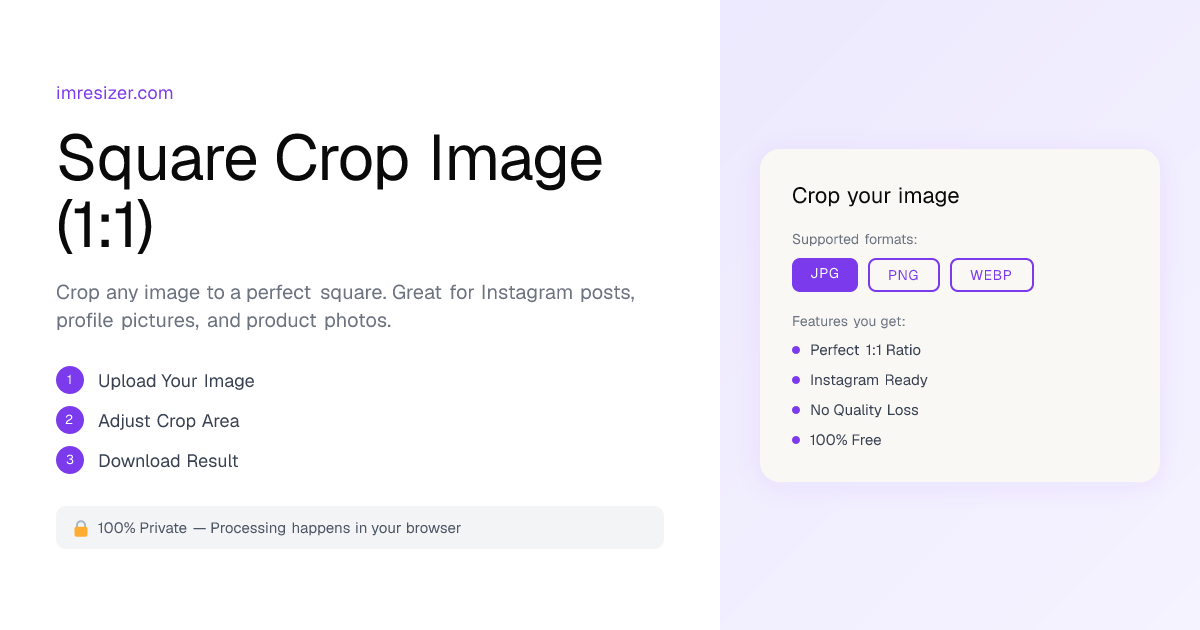 Crop Image to Square Online Free - Imresizer