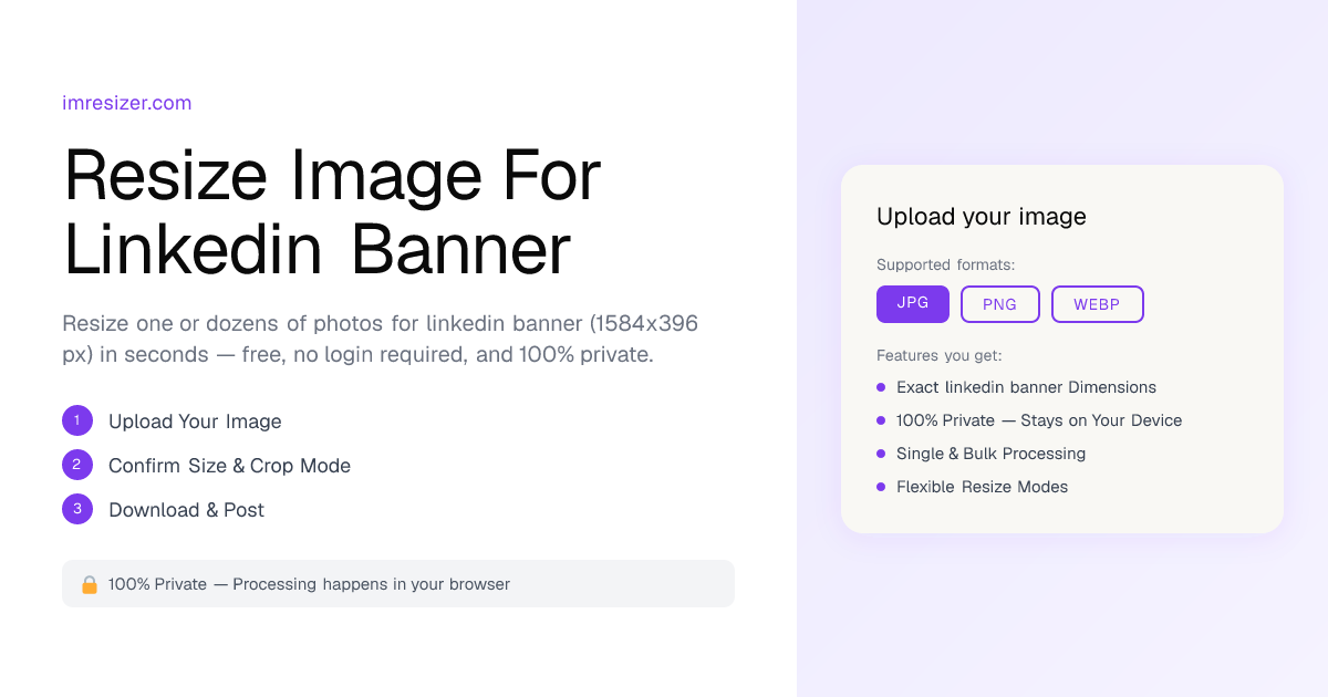 Resize Image for LinkedIn Banner - 1584×396 px