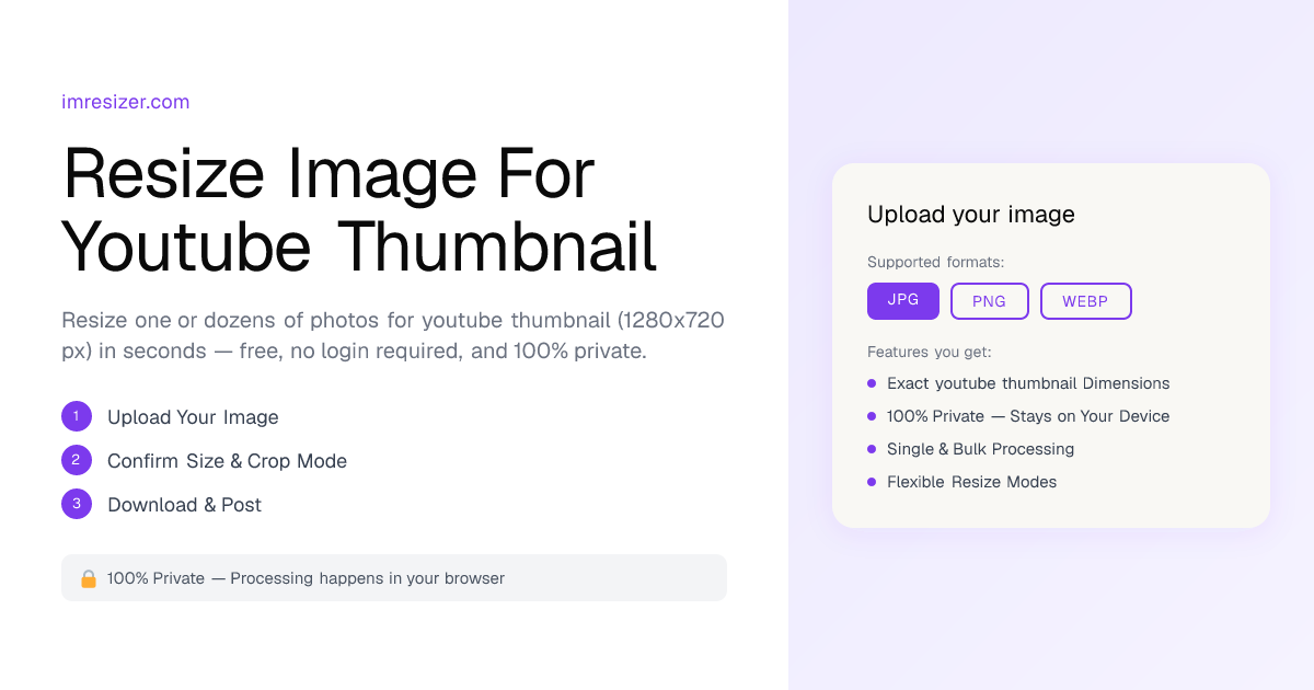 Resize Image for YouTube Thumbnail - 1280×720 px