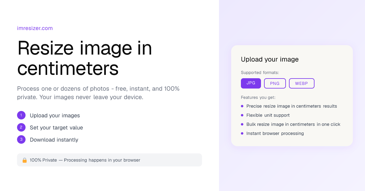 Resize image in centimeters (Free & Private) | ImResizer