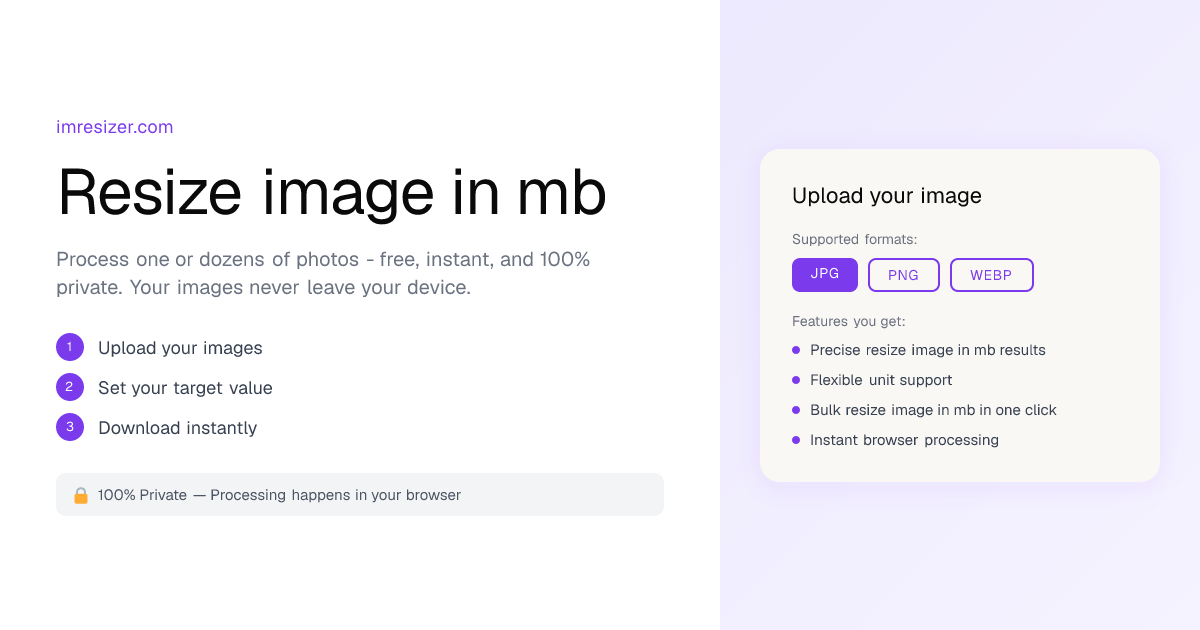 Resize image in MB (Free & Private) | ImResizer