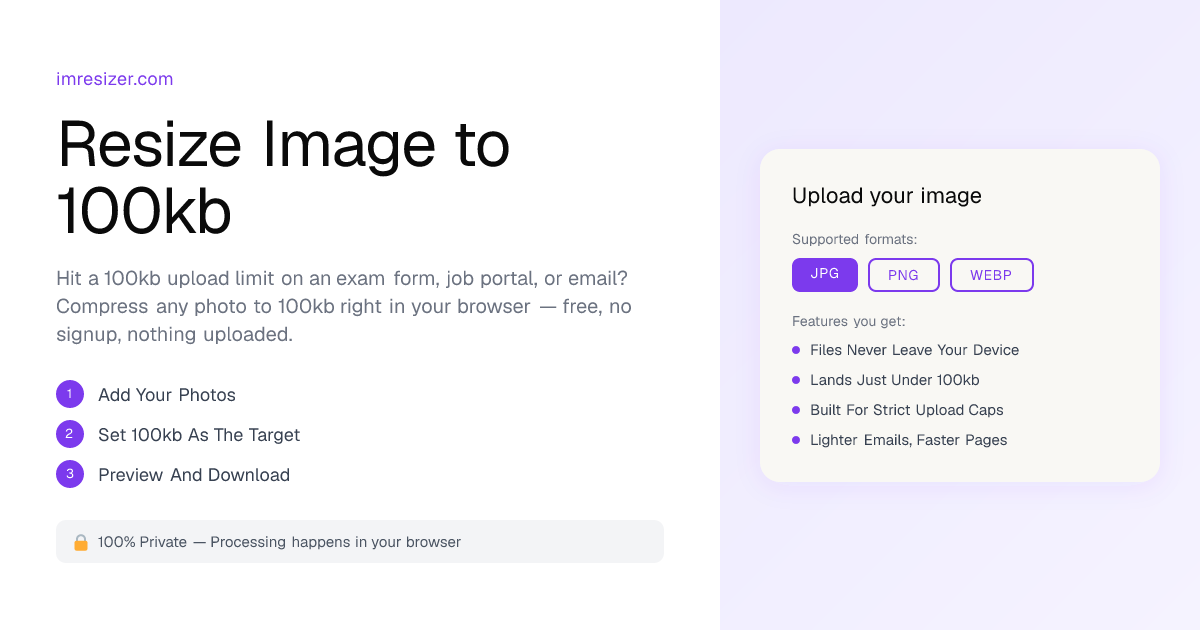 Resize Image to 100kb Online Free, No Signup | ImResizer