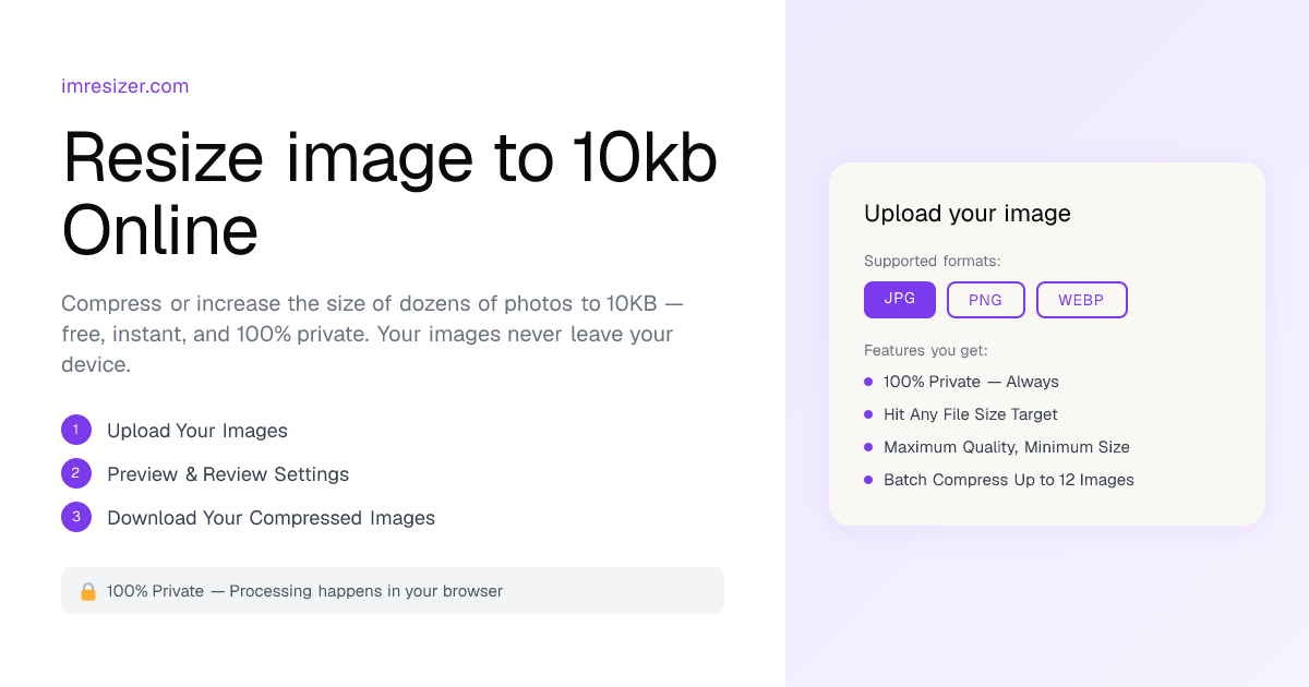 Resize image to 10KB (Free & Private) | ImResizer