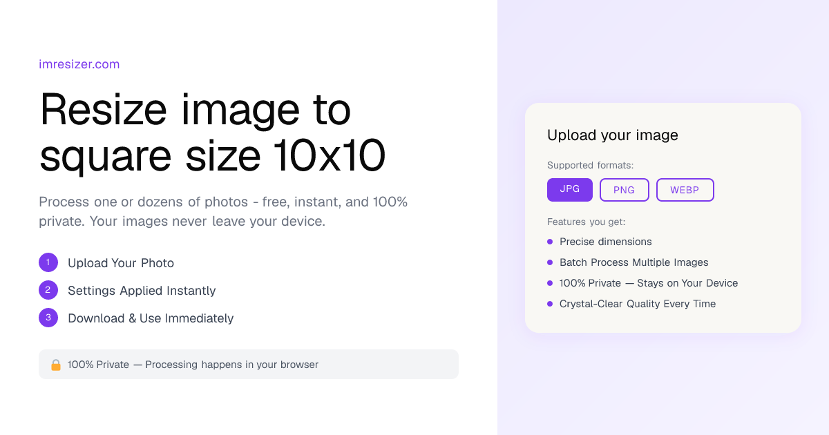 Resize image to square size (10x10 inch)