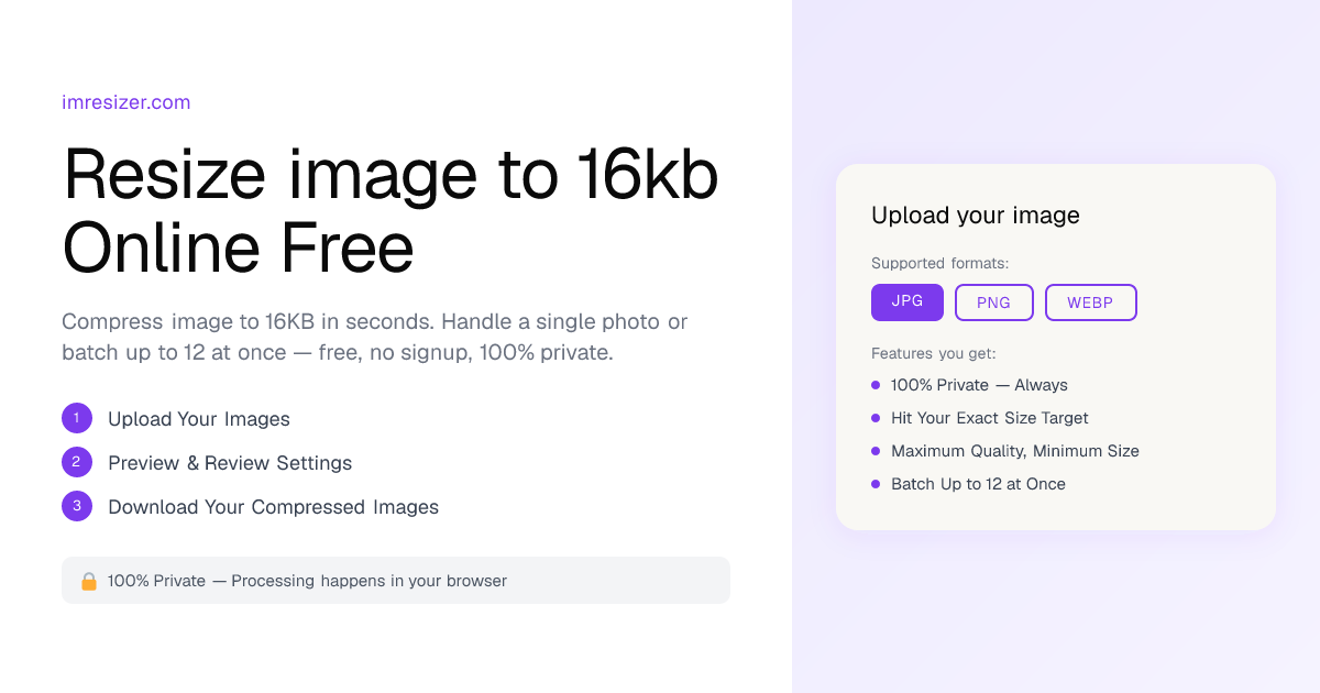 Resize image to 16KB (Free & Private) | ImResizer