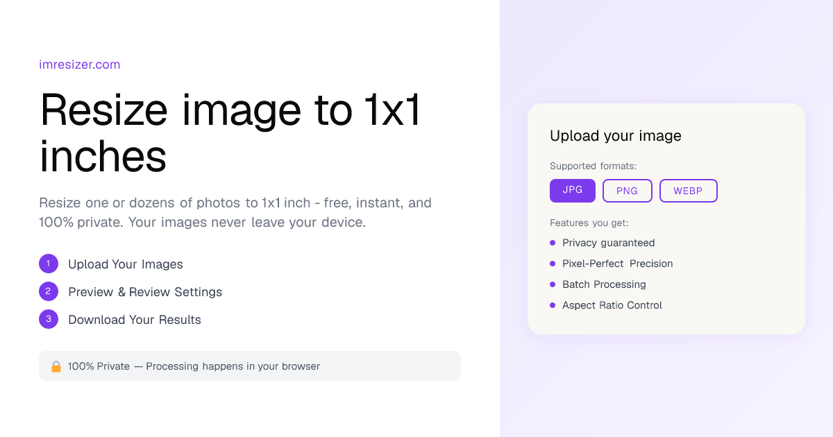 Resize image to 1x1 inches online free | ImResizer