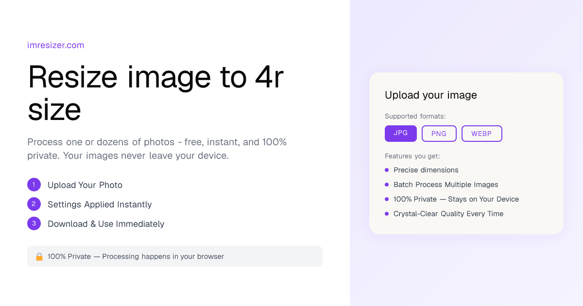 Resize image to 4R size (4x6 inches)