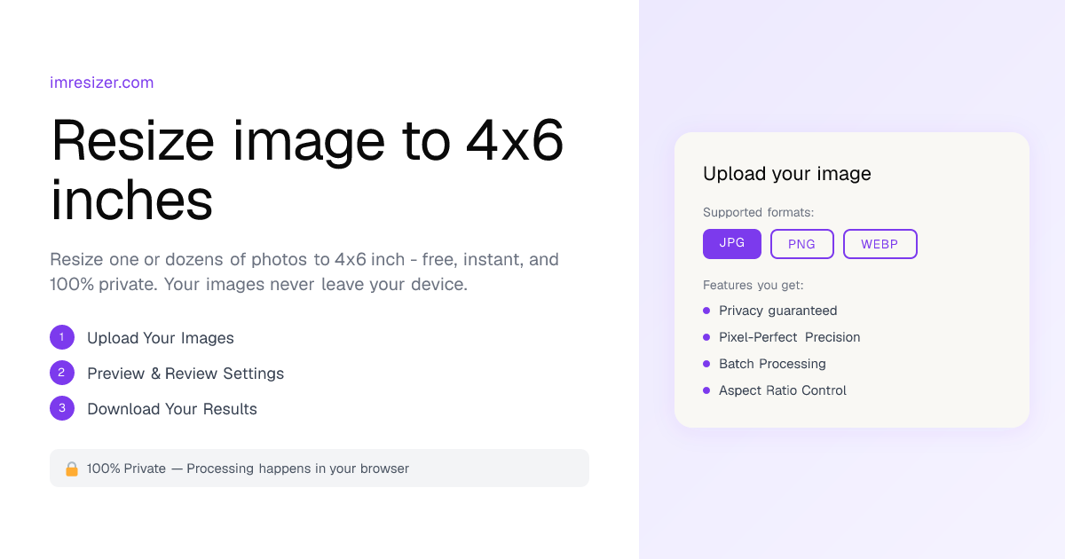 Resize image to 4x6 inches online free | ImResizer