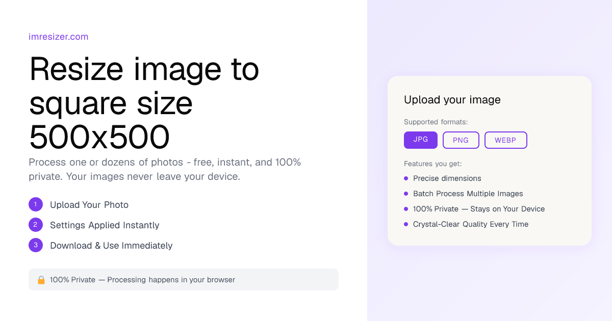 Resize image to square size (500x500 px)