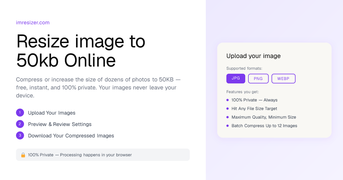 Resize image to 50KB (Free & Private) | ImResizer