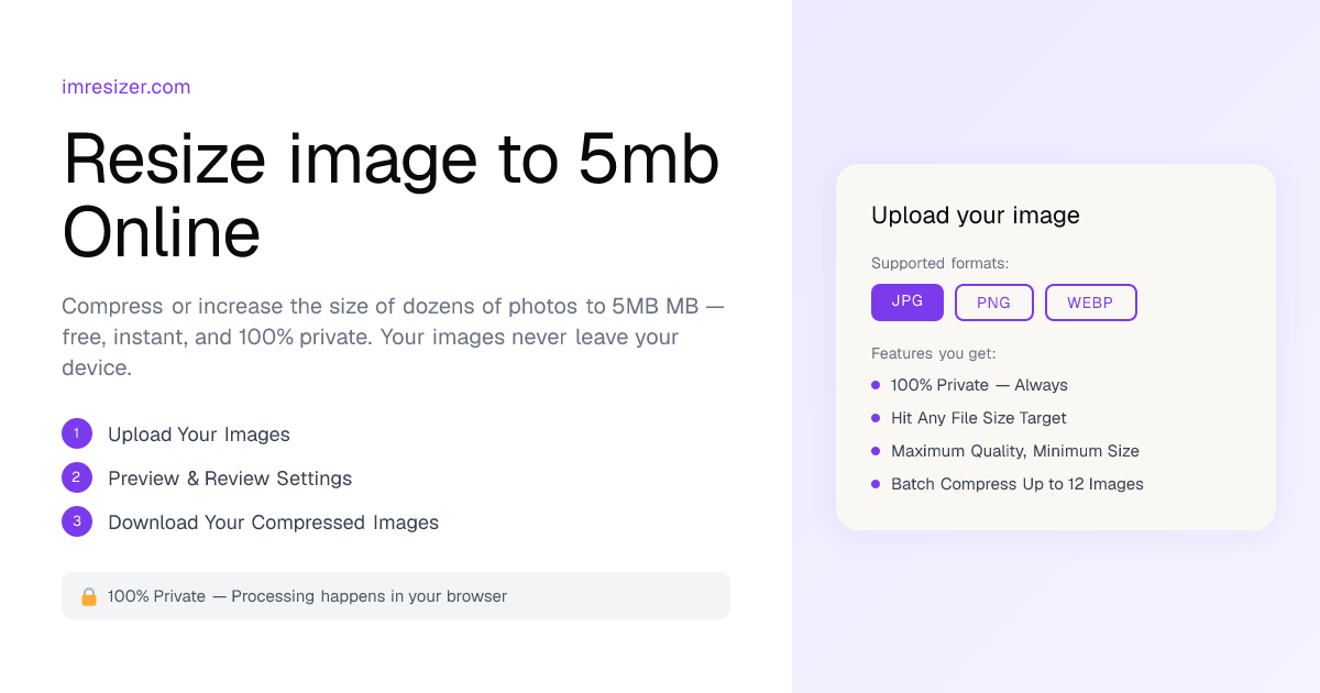 Resize image to 5MB (Free & Private) | ImResizer